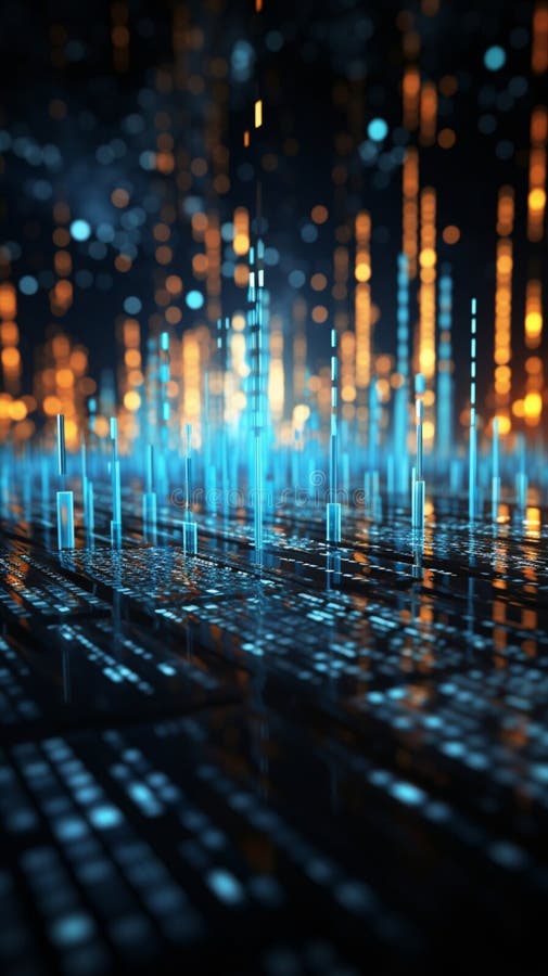 Binary Code and Data Storage Collide in a Futuristic 3D Rendering of Technology Stock ...