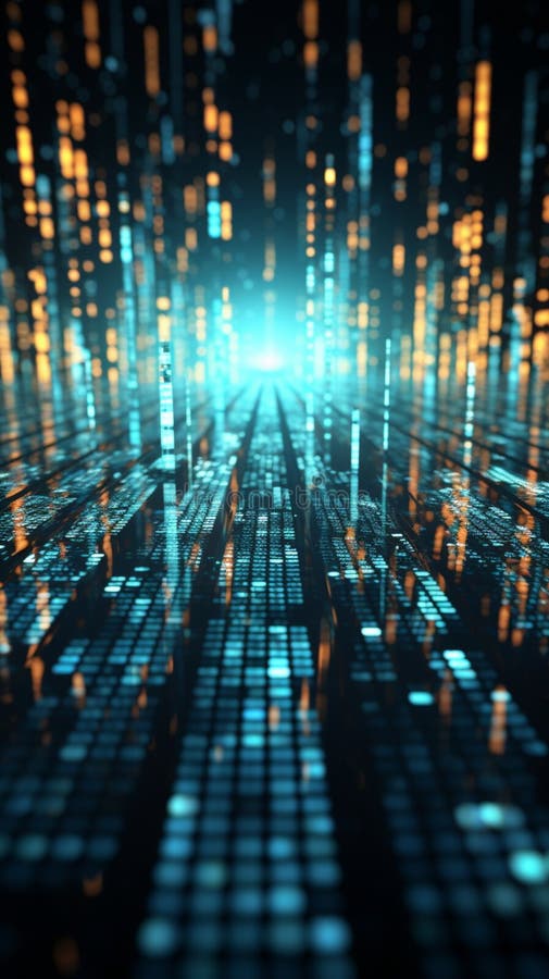 Binary Code and Data Storage Collide in a Futuristic 3D Rendering of Technology Stock ...