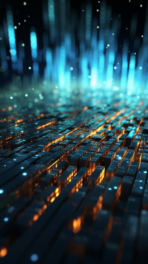 Binary Code And Data Storage Collide In A Futuristic 3d Rendering Of