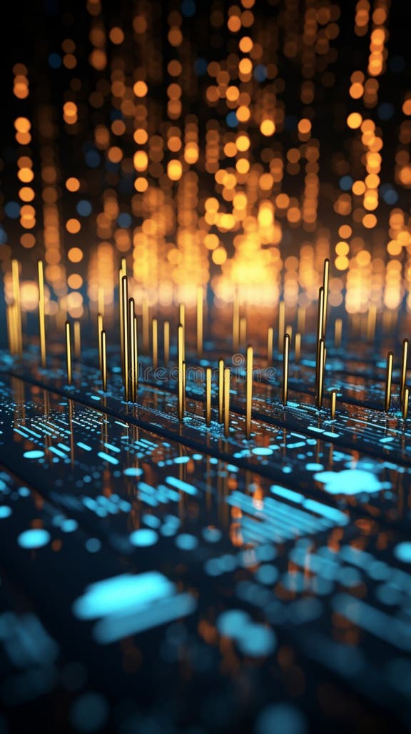 Binary Code and Data Storage Collide in a Futuristic 3D Rendering of Technology Stock ...