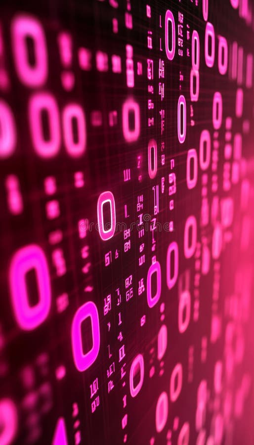Binary Code Data Stream Digital Technology Background With Pink Digits
