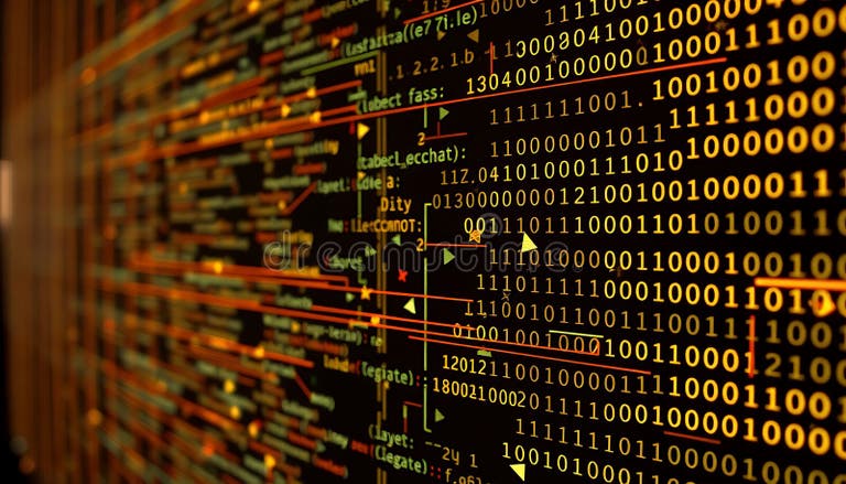 Binary Code Data Stream Digital, Technology Information and Abstract Coding Generative AI Stock ...