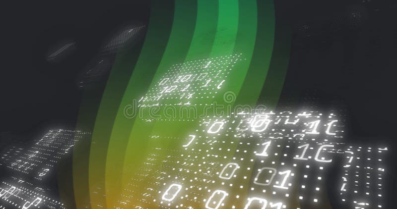 Binary Code and Data Streams Animation Over Green and Yellow Gradient Background Stock Footage ...