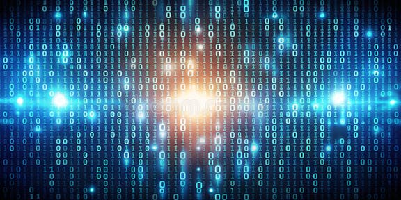 Binary Code Digital Background with Glowing Numbers and Dots Stock Illustration - Illustration ...