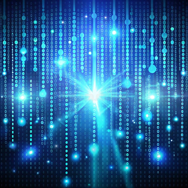 Binary Code Digital Background with Glowing Numbers and Dots Stock ...