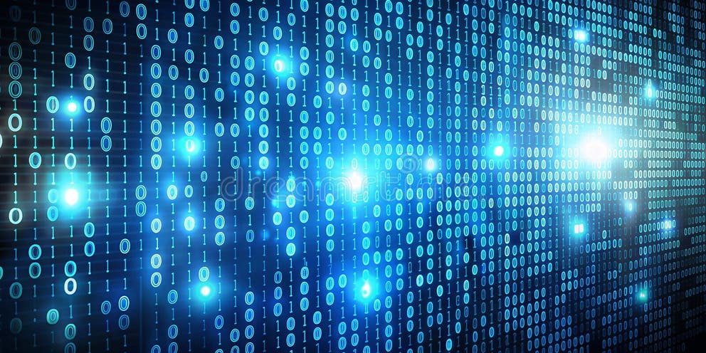 Binary Code Digital Background with Glowing Numbers and Dots Stock ...