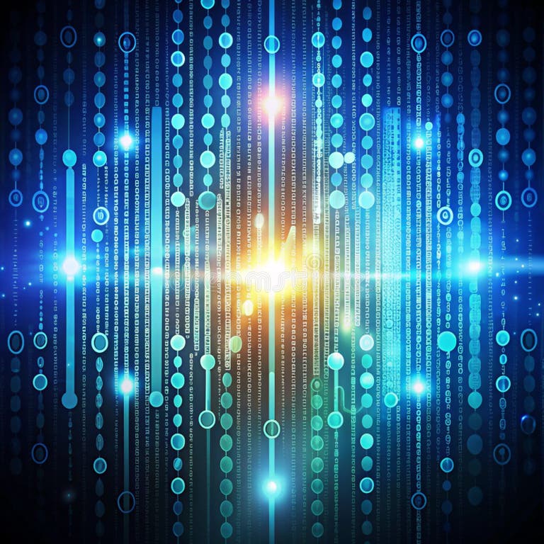 Binary Code Digital Background with Glowing Numbers and Dots Stock ...