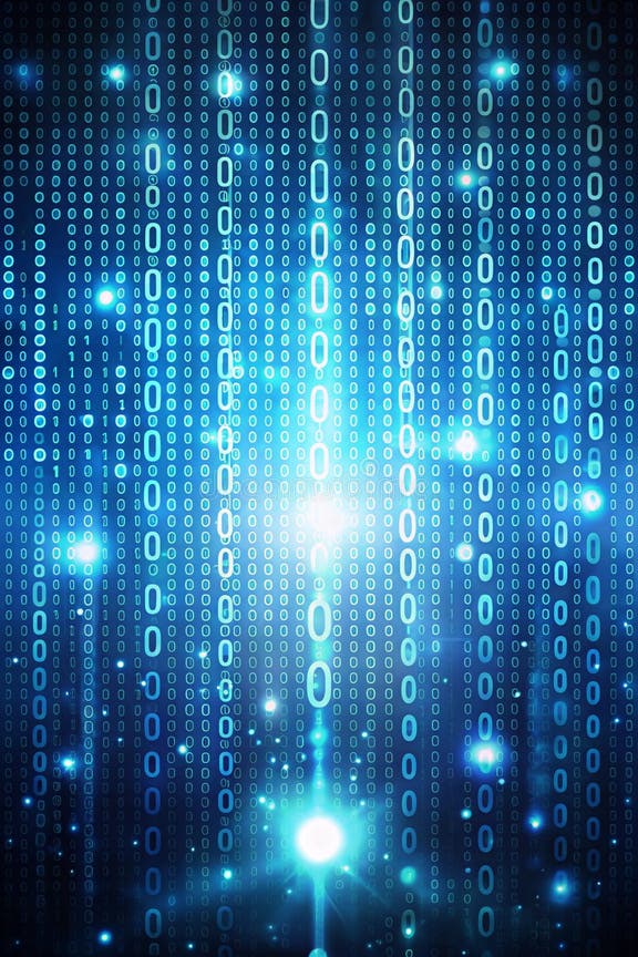 Binary Code Digital Background with Glowing Numbers and Dots Stock Illustration - Illustration ...