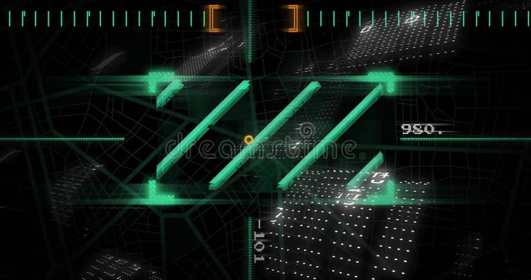Binary Code and Digital Data Processing Image Over Geometric Shapes and ...