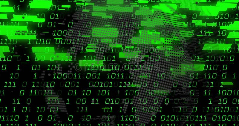 Binary Code and Digital Data Processing Over Pixelated Human Face Image Stock Illustration ...