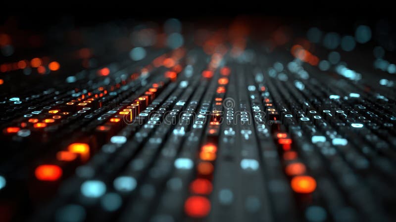 Binary Code Digital Data Stream Abstract Technology Stock Illustration - Illustration of glowing ...