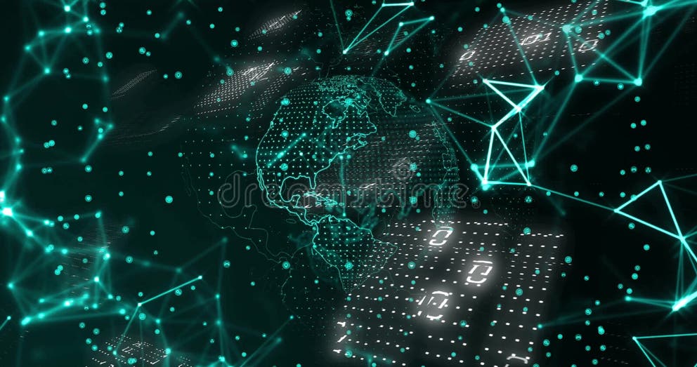Binary Code and Digital Network Connections Image Over Abstract Globe ...