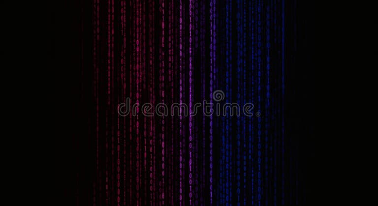 Binary Code Digital Rain Effect with Flowing Pink and Blue Digits Stock ...
