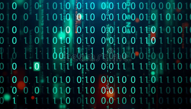 Binary Code Digital Stream, Technology Background and Data Flow Generative AI Stock Illustration ...