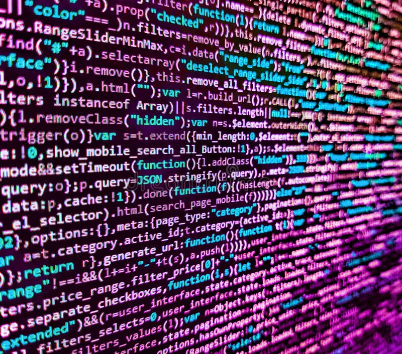 Binary Code Digital Technology Background. Computer Code on Laptop Web Developing. Internet ...