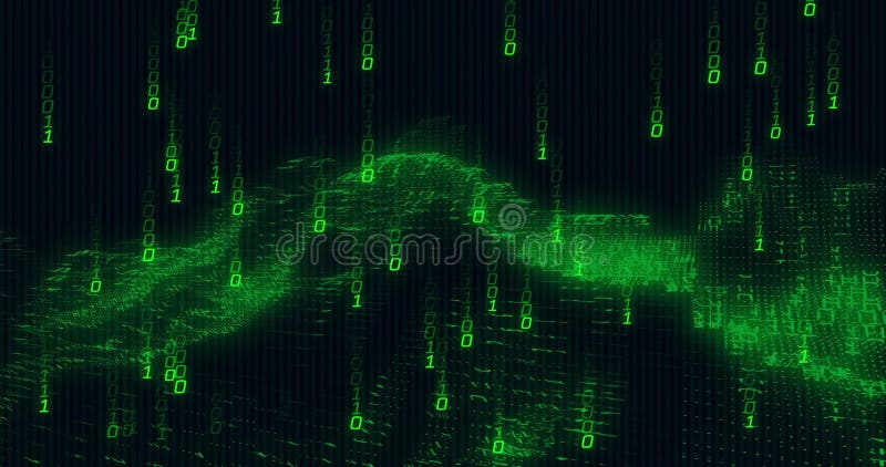 Binary Code and Digital Wave Animation Over Dark Background Stock Video - Video of network ...