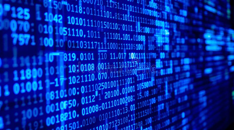 Binary Code Display On A Computer Screen Stock Illustration