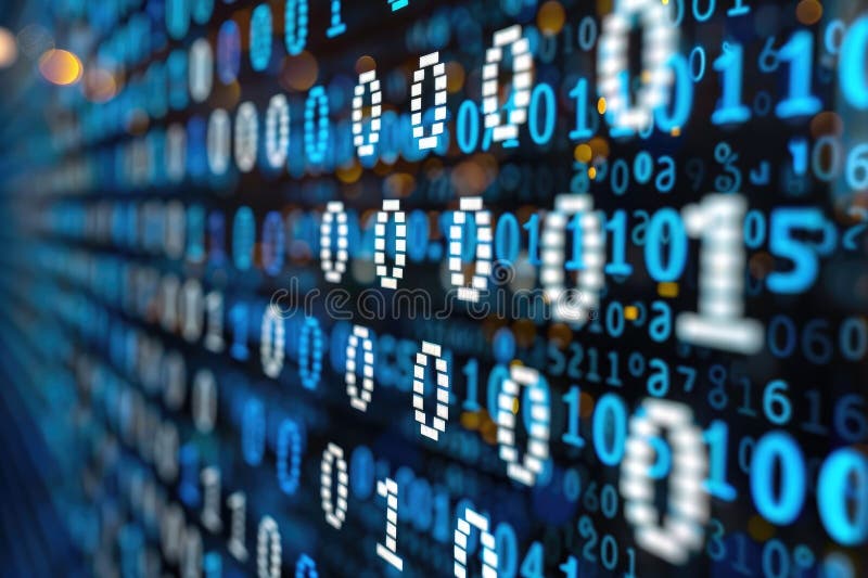 Abstract Binary Code Background: Digital Data Stream Stock Illustration - Illustration of ...