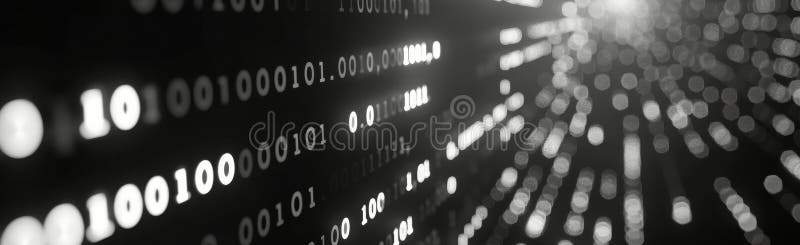 Binary Code Displaying Data Stream with Orange and White Lights Stock ...