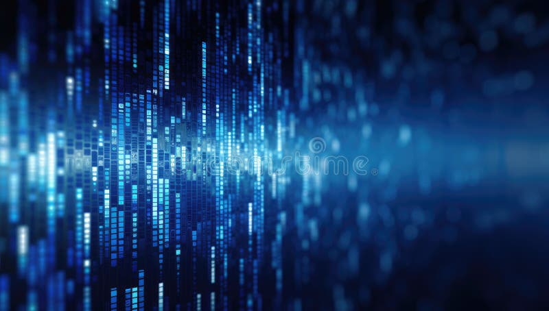 Binary Code Dots and Blue Lights in Digital Composition Stock Photo ...