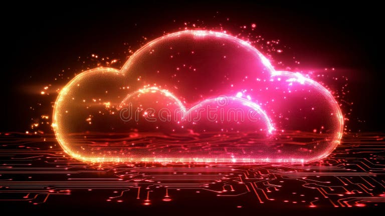 Binary Code Envelops a Luminous Cloud, Embodying the Fundamental Principles of Data Storage and ...