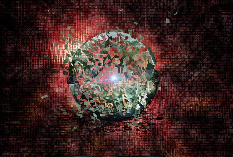 Binary Code with Explosion of a Sphere Stock Illustration ...