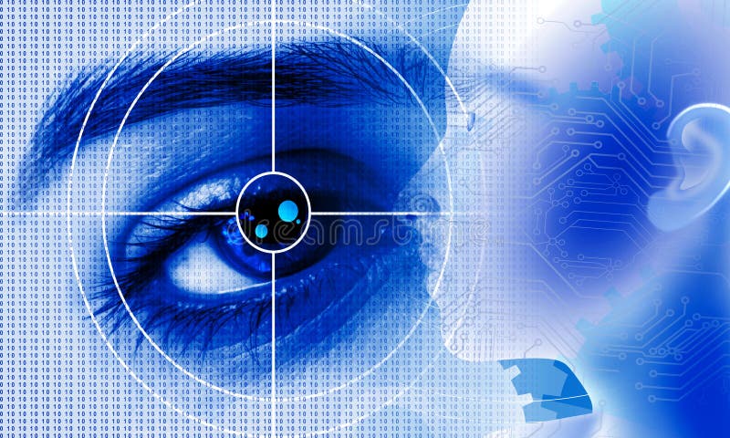 Binary Code Eye Vision Industrial Business Background. Background Integration. Technology Banner ...