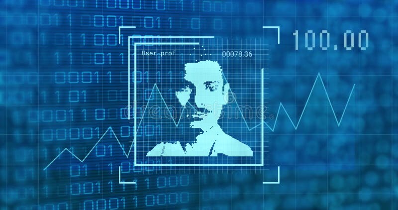 Binary Code and Facial Recognition Animation Over Digital Profile with Data Points Stock Video ...