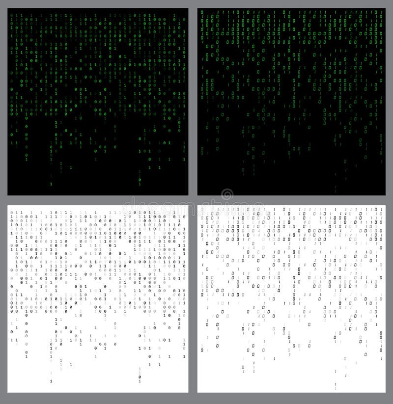 Binary Code Falling. Programming Fading Patterns Set. Collection of ...