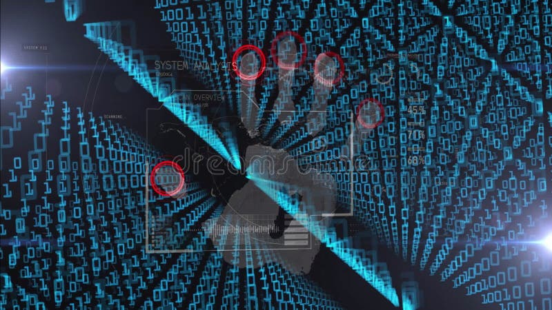 Binary Code And Fingerprint Scanning Animation Over Digital Security