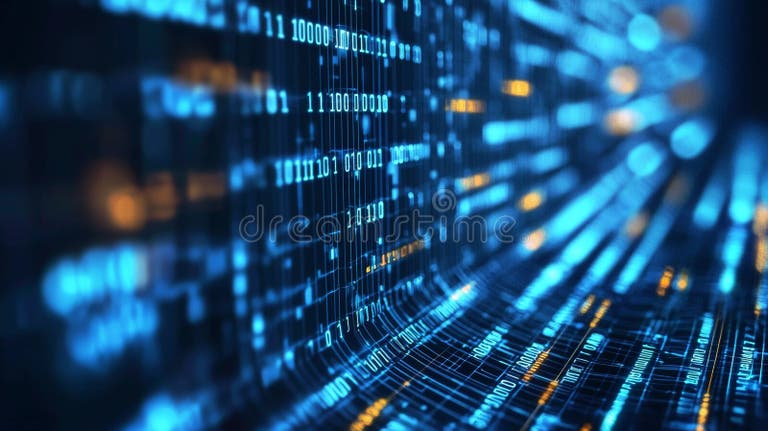 Binary Code Flow in Blue Light Stock Image - Image of zero, internet ...