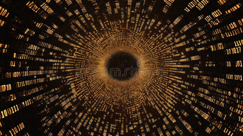 Binary Code Flowing into Centralized Hub, Representing AI Processing and Big Data Transformation ...