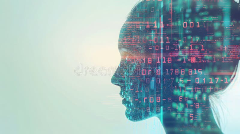 Binary Code Flowing through Minimalistic Outline of QA Engineer S Head, Copyspace Included Stock ...