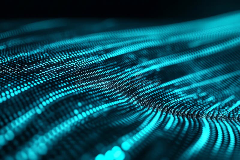 Binary Code Flowing In Wavy Patterns Digital Communication And