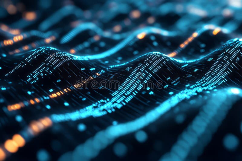 Binary Code Flowing in Wavy Patterns, Digital Communication and Technology Stock Photo - Image ...