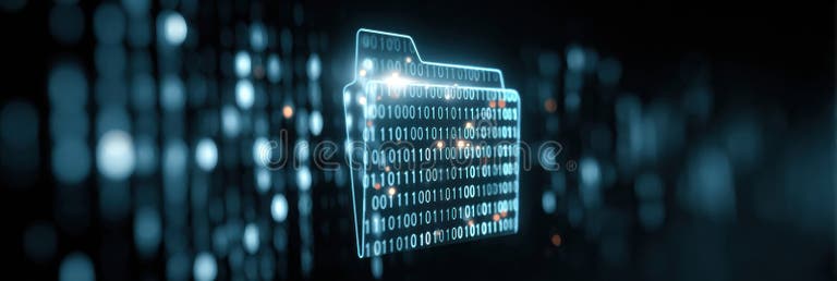 Binary Code Flows from Folder Icon in a Data Leak Visual Illustrating ...