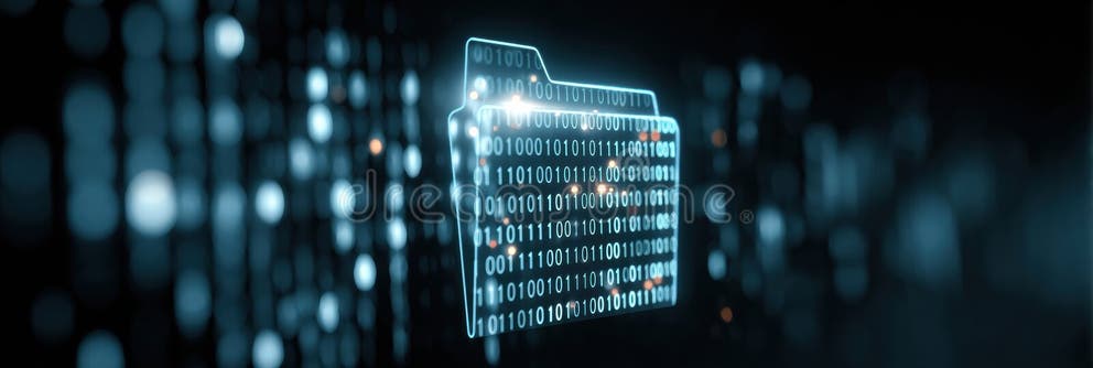 Binary Code Flows from Folder Icon in a Data Leak Visual Illustrating the Risks of Information ...