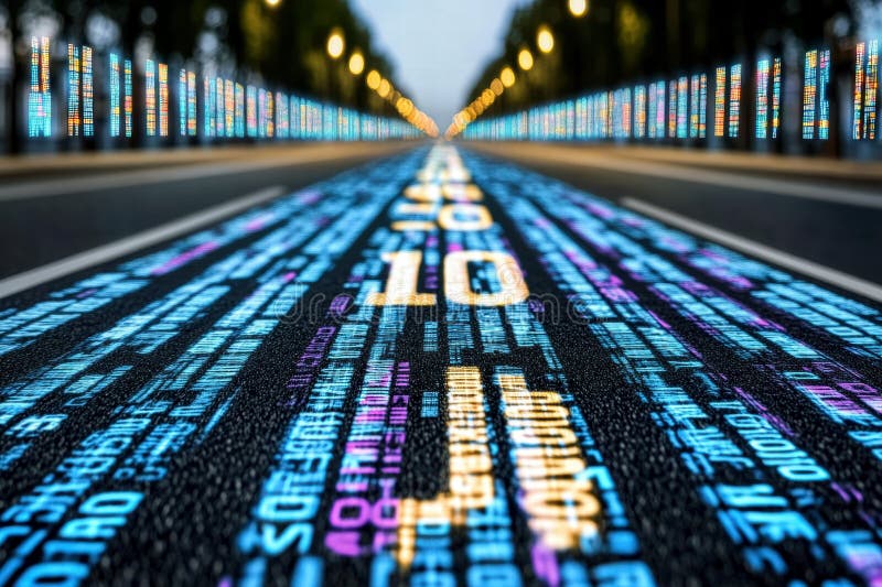 Binary Code Forming a Road To the Future of Technology Stock Photo - Image of artificial ...