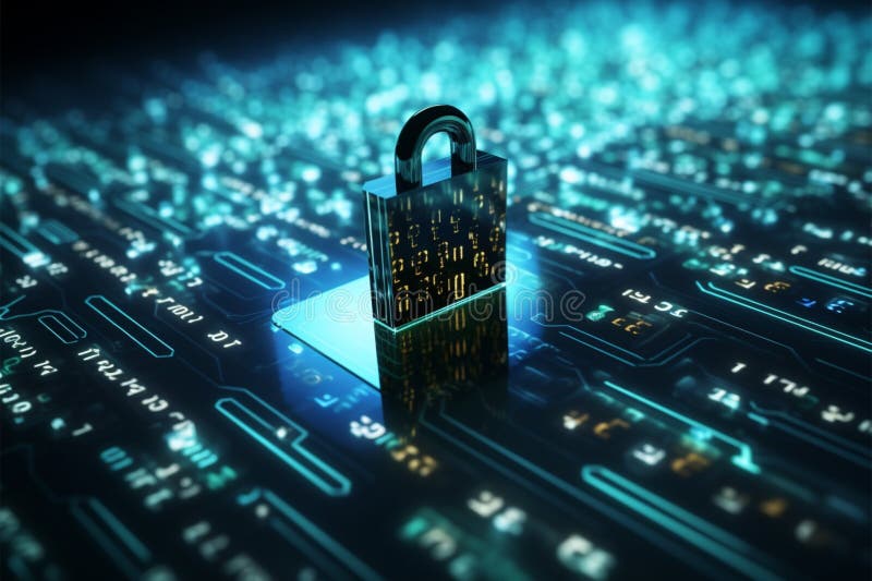 Binary Code Forms Intricate Lock Pattern on 3D Rendered Screen Stock Illustration - Illustration ...