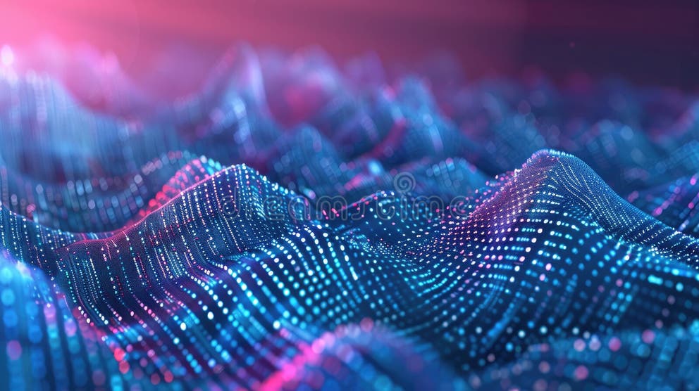 Binary Code Forms Peaks and Valleys in a Digital Landscape, Depicting ...