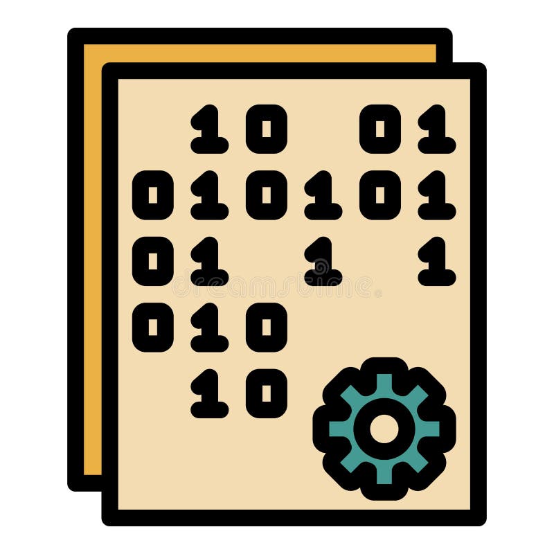 Binary Code and Gear Icon Color Outline Vector Stock Vector ...