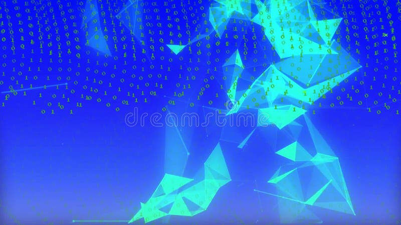 Binary Code and Geometric Shapes Animation Over Blue Background Stock Video - Video of digital ...