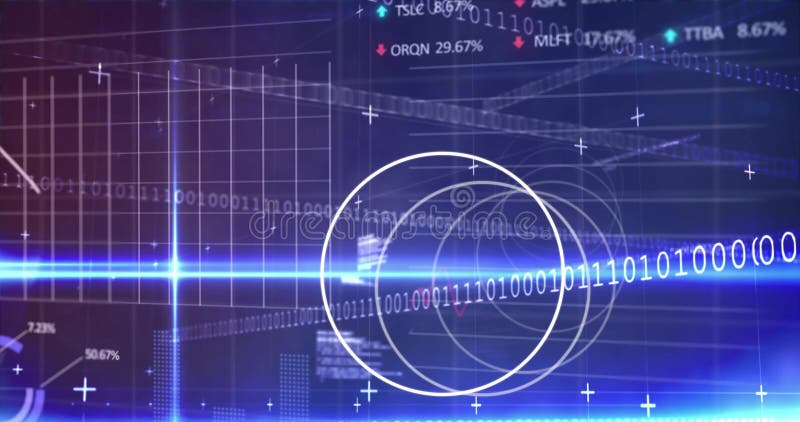 Binary Code and Geometric Shapes Animation Over Financial Data Charts Stock Footage - Video of ...