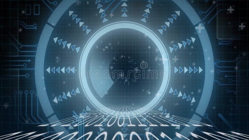 Binary Code and Geometric Shapes Animation Over Futuristic Digital Interface Stock Footage ...