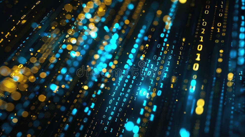 Binary Codes with Glowing Blue Digits. Technology and Data Concept ...