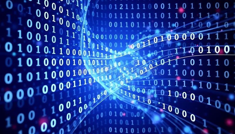 Binary Code and Glowing Lines, Digital Technology, Data Flow, Stock Photo, Generative AI Stock ...
