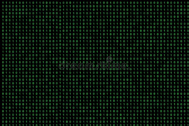 Binary Code Grid from Bright Green Digits on Black Background, Matrix ...