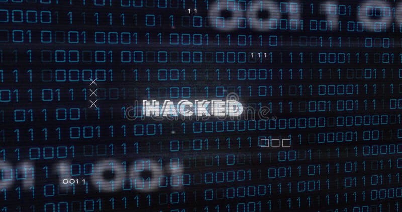 Binary Code With Hacked Text Image Over Dark Background Stock Image