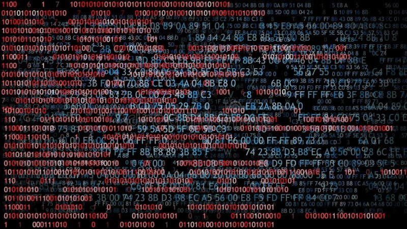 Binary Code Hexadecimal Code Running Up A Computer Screen Blue Digits Stock Video Video Of