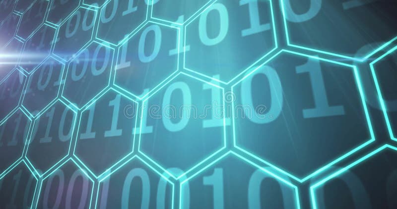 Binary Code Within Hexagonal Grid Digital Data Processing Image Stock Image Image Of Network